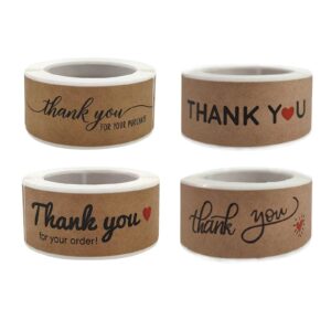 1" x 3" thank you for your order stickers rectangle gift seal kraft paper thank you for your purchase stickers labels for business wedding party decor handmade decoration sticker (4 rolls, 480 pcs)