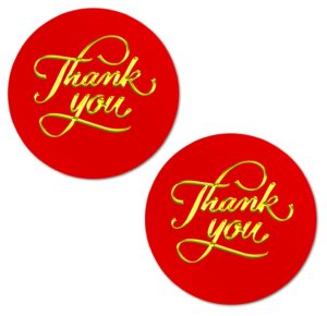 40 thank you stickers, 2 inch big round glossy labels, great for weddings, bridal shower, engagement party, birthday, baby shower, party favors décor, tags, games and supplies. made in usa. red