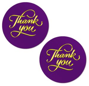 40 thank you stickers, 2 inch big round glossy labels, great for weddings, bridal shower, engagement party, birthday, baby shower, party favors décor, tags, games and supplies. made in usa. purple