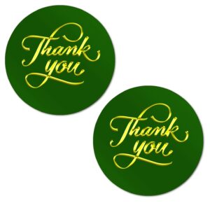 40 thank you stickers, 2 inch big round glossy labels, great for weddings, bridal shower, engagement party, birthday, baby shower, party favors décor, tags, games and supplies. made in usa. green