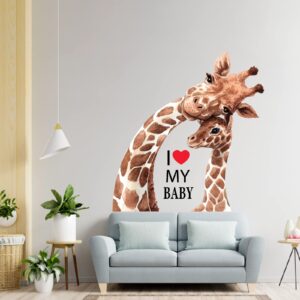 animal wall stickers,giraffe wall decals,peel and stick removable wall decor diy art mural decoration,jungle wallpaper for kids baby nursery kindergarten boys girls bedroom living room