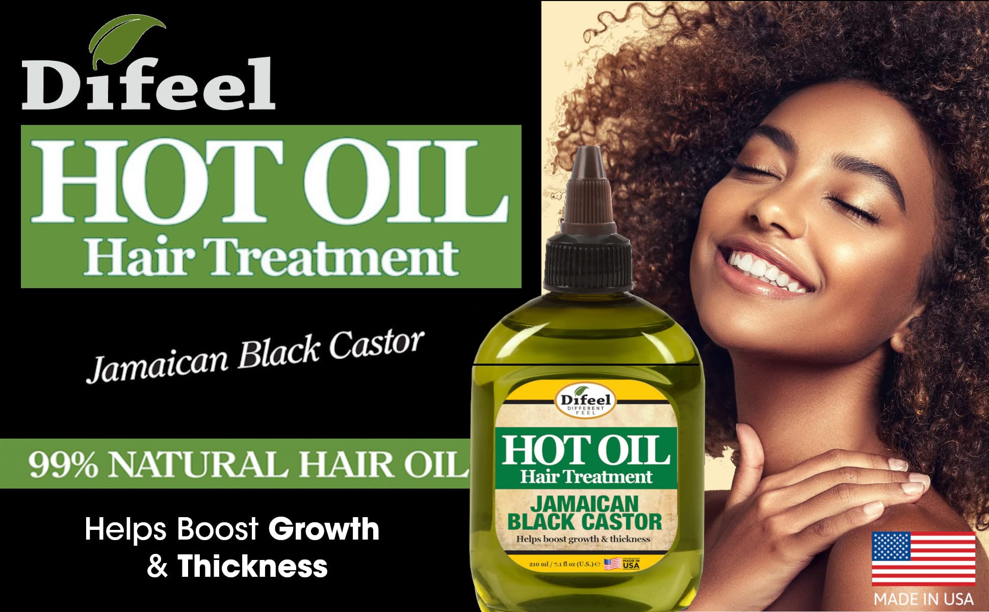 Difeel Jamaican Black Castor Hot Oil Treatment 7.1 oz. - Deep Conditioning Treatment made with Natural Castor oil for Hair Growth