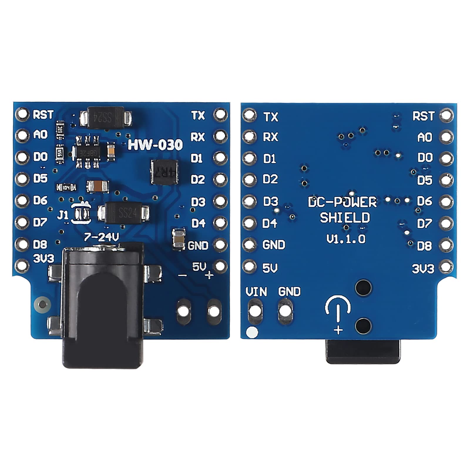 QCCAN 5pcs 7-24v DC Power Shield V1.1.0 Board for WEMOS Mini D1 Development Board DC Power Supply Screen Module