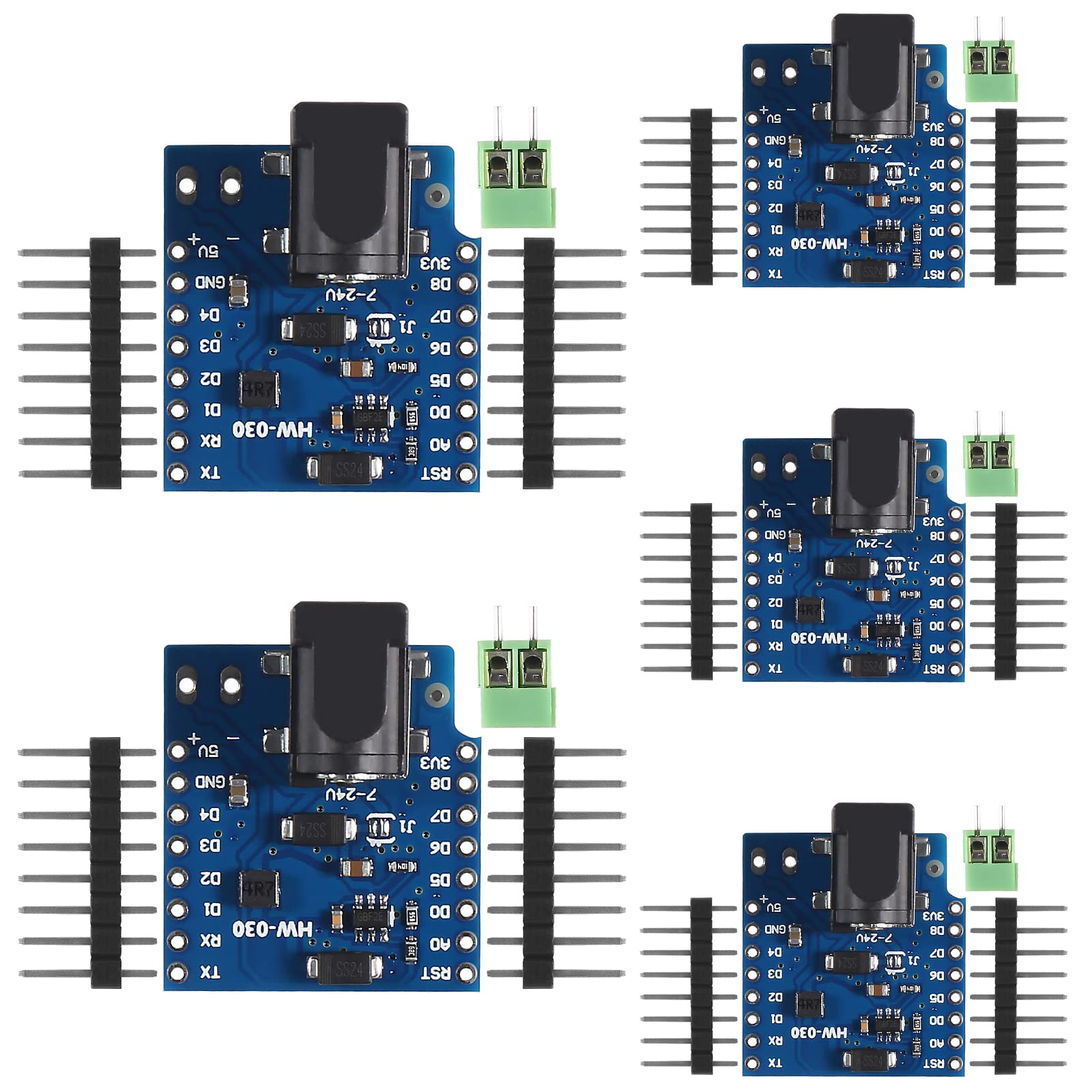 QCCAN 5pcs 7-24v DC Power Shield V1.1.0 Board for WEMOS Mini D1 Development Board DC Power Supply Screen Module