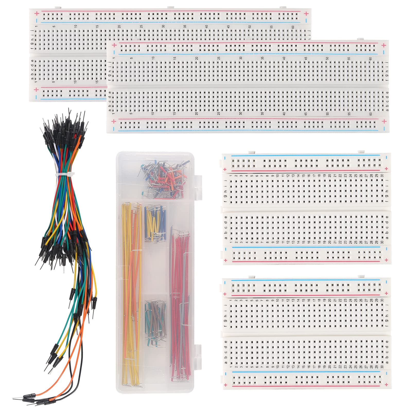 Breadboard Jumper Wires Kit 4pcs 400 & 830 Point Solderless Breadboards and 65pcs M/M Flexible Bread Board Jumper Wire and 140pcs 2-125 mm U-Shape JumperWires for Arduino and Raspberry Pi