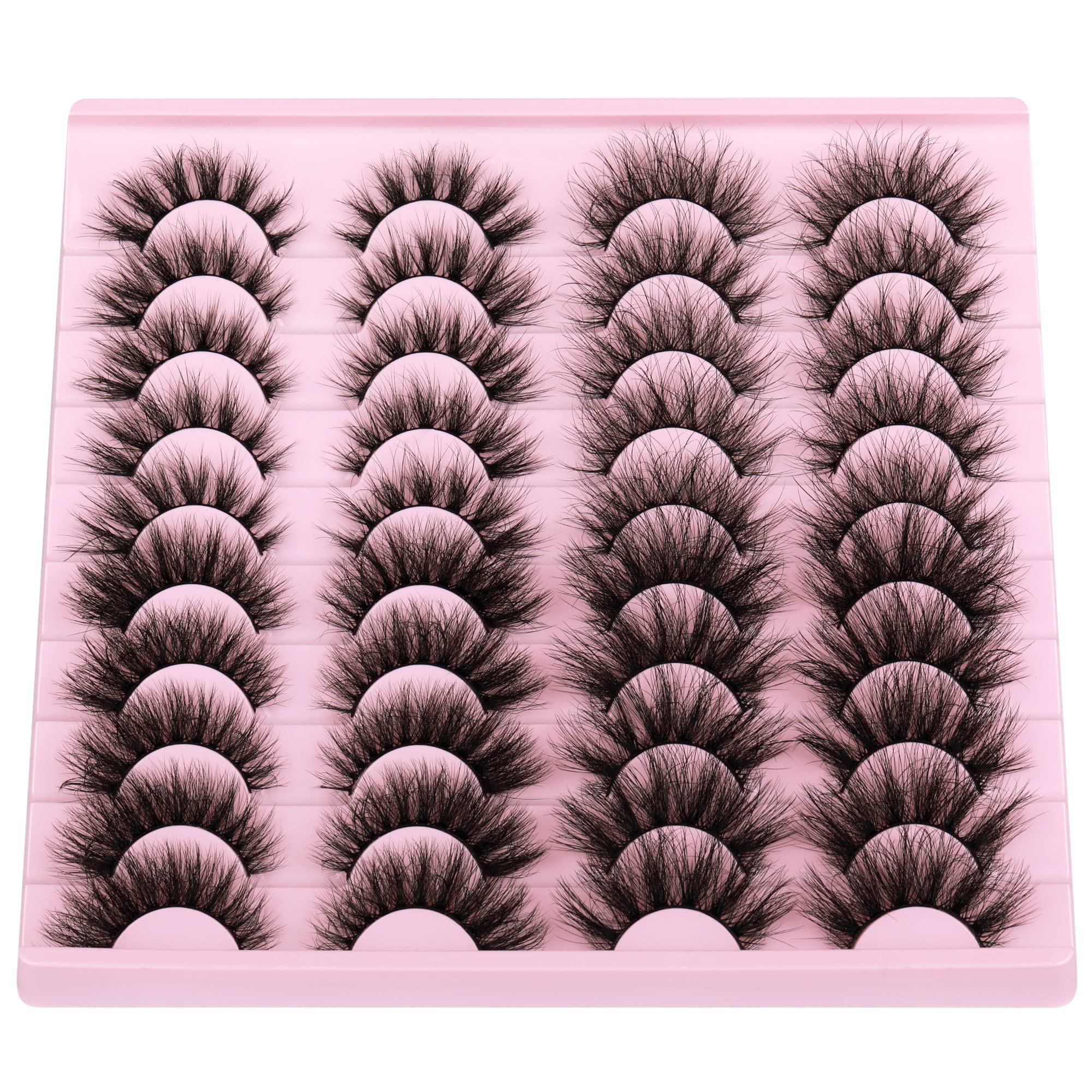 20 Pairs Fake Eyelashes Fluffy Volume Mink Lashes Wispy 20MM Long Dramatic False Eyelashes 4 Styles Reusable Handmade Soft Faux Mink Eye Lashes Pack by GVEFETIEE