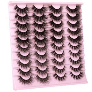 20 Pairs Fake Eyelashes Fluffy Volume Mink Lashes Wispy 20MM Long Dramatic False Eyelashes 4 Styles Reusable Handmade Soft Faux Mink Eye Lashes Pack by GVEFETIEE