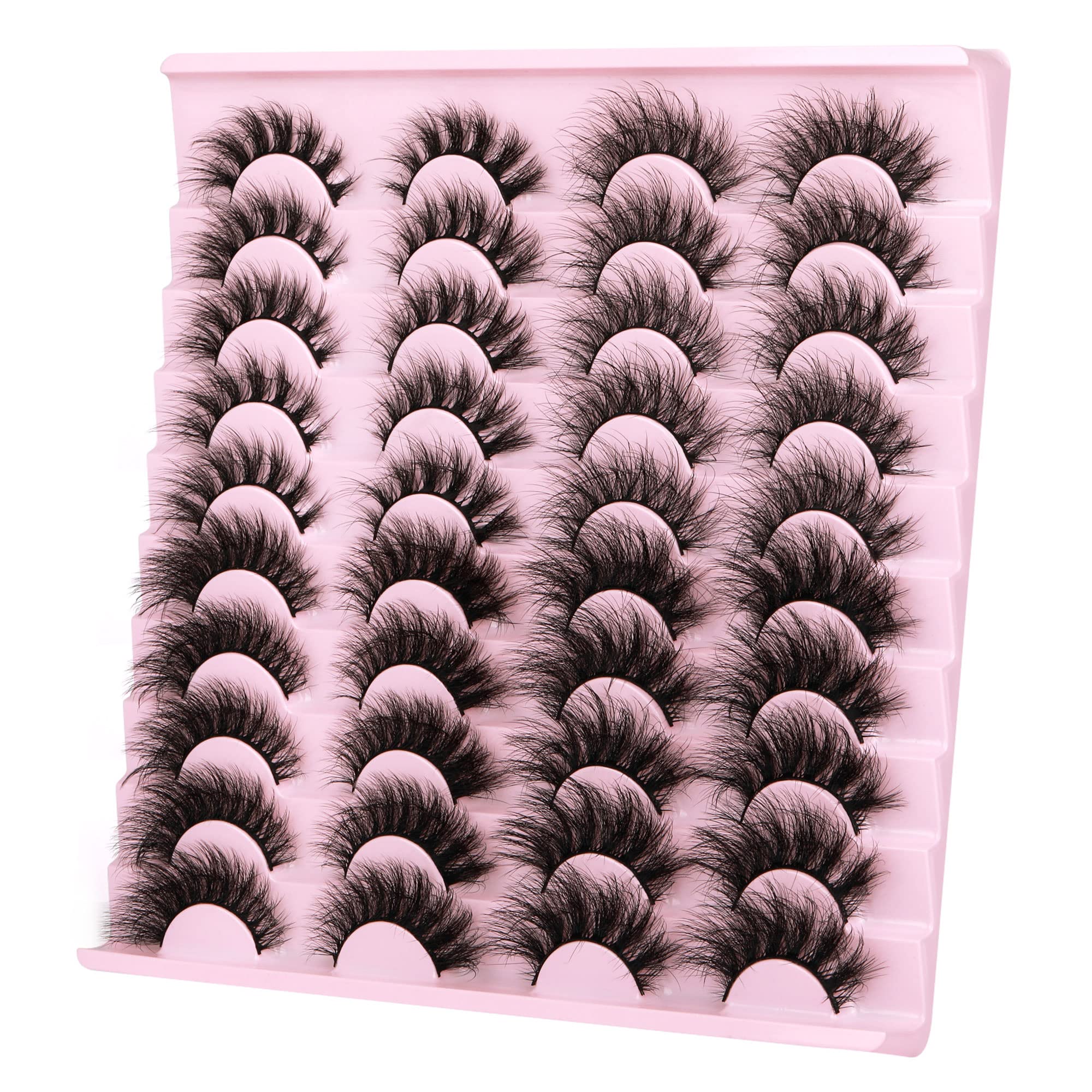 20 Pairs Fake Eyelashes Fluffy Volume Mink Lashes Wispy 20MM Long Dramatic False Eyelashes 4 Styles Reusable Handmade Soft Faux Mink Eye Lashes Pack by GVEFETIEE