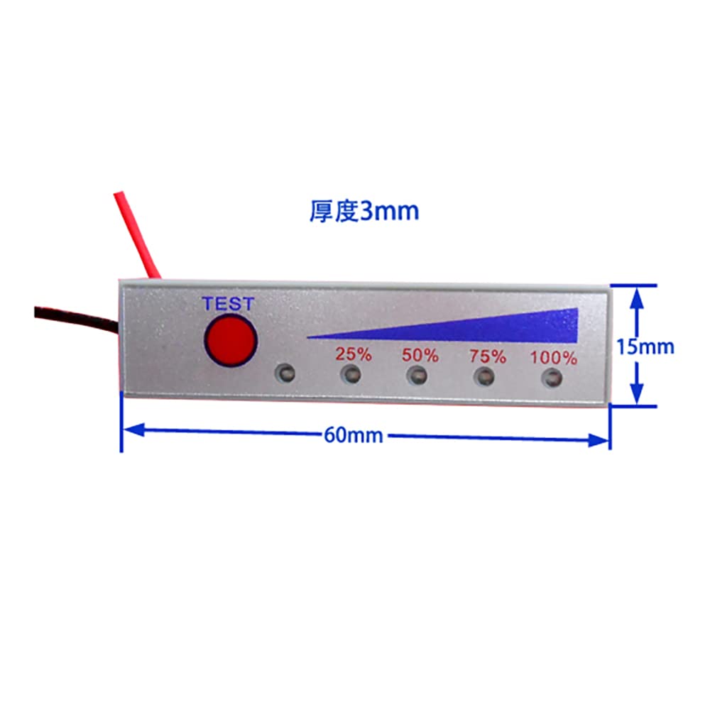 3PCS 1S Li-Ion Battery Percentage Indicator Board Battery Indication Module for LED Voltage Display（White） Red