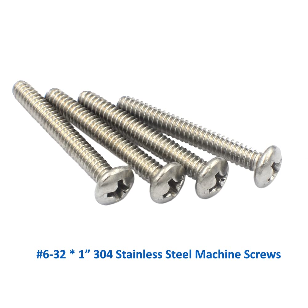 DGOL 145 pcs 304 Stainless Steel #6-32 Machine Screws Assortment Kit, Bolt, Fully Thread, Phillips Drive, Mix 4 Length (3/4, 1, 1-1/2, 2 inch)