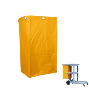 replacement janitorial cart bag, high capacity waterproof thickened housekeeping commercial janitorial cleaning cart bag with 6 brass grommets - 25 gallon (yellow)