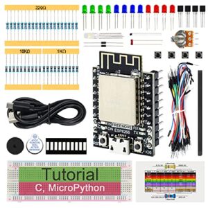 freenove basic starter kit for esp8266 (included) (compatible with arduino ide), esp-12s onboard wi-fi, micropython c code, 339-page detailed tutorial, 140 items, 50 projects