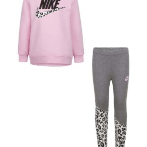 Nike Baby Girl Fleece Tunic Sweatshirt and Leggings 2 Piece Set (C_H(06H111-GEH)/P, 6 Months)