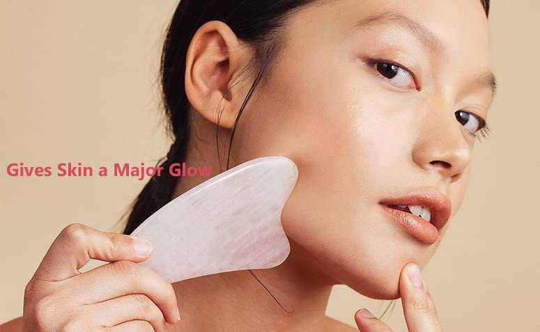 Lippbest 2-Pack Gua Sha Facial Tools Skin Care Products for Massage Lifting.Eye Puffiness Relief Natural Rose Quartz Massage Stone