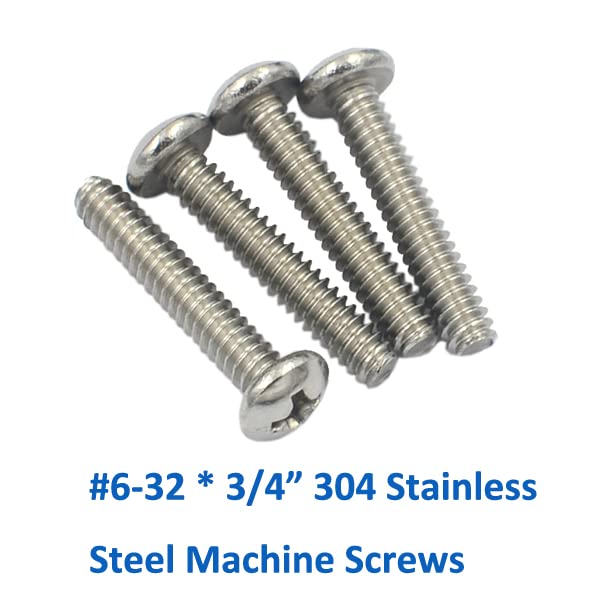 DGOL 145 pcs 304 Stainless Steel #6-32 Machine Screws Assortment Kit, Bolt, Fully Thread, Phillips Drive, Mix 4 Length (3/4, 1, 1-1/2, 2 inch)