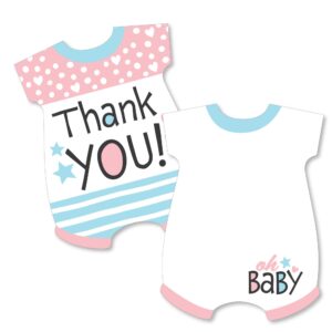 big dot of happiness baby gender reveal - shaped thank you cards - team boy or girl party thank you note cards with envelopes - set of 12