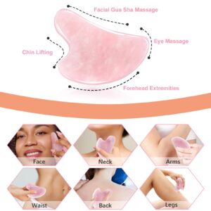 Lippbest 2-Pack Gua Sha Facial Tools Skin Care Products for Massage Lifting.Eye Puffiness Relief Natural Rose Quartz Massage Stone