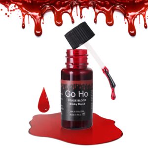 go ho halloween fake blood washable(0.5 oz),edible fake blood realistic effect dripping sticky stage blood for eyes dripsteeth mouth nose bleeds,cosplay sfx zombie vampire blood makeup,bright