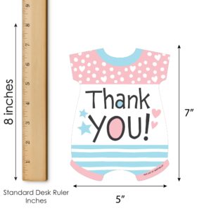 Big Dot of Happiness Baby Gender Reveal - Shaped Thank You Cards - Team Boy or Girl Party Thank You Note Cards with Envelopes - Set of 12