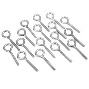 20pcs M4 Eye bolts Stainless Steel hoop Bolts Hine Welded Closed Screw Rod Eye Bolts Screw in for Fixed Tent Lifting and Securing Cables Wires , Eye Screws for Wood , Screw Eye Hooks longer Shank