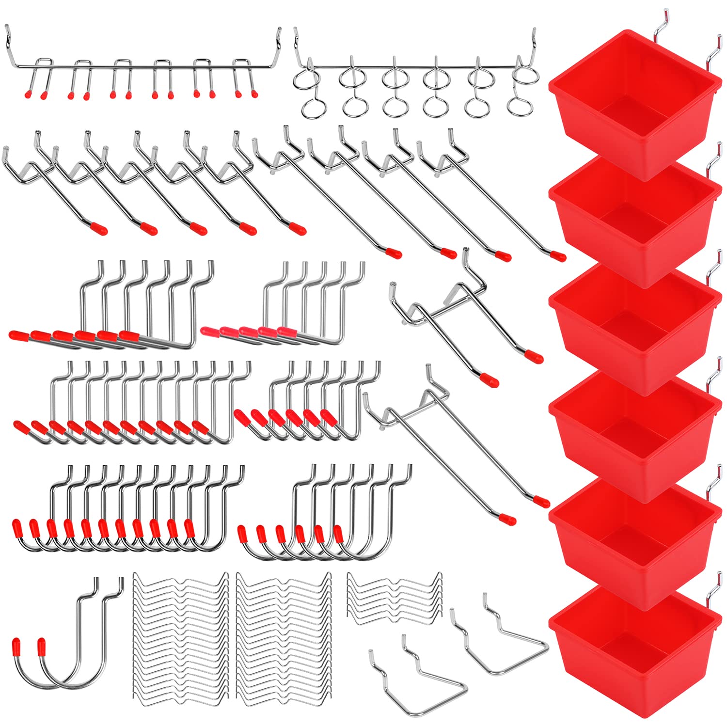 Ultimate 121-Piece Pegboard Hooks Set, Pegboard Accessories with Metal Hooks, Durable Peg Board Organizer Accessories, Pegboard Bins, Peg Board Tool Utility Hooks, Peg Board Hooks