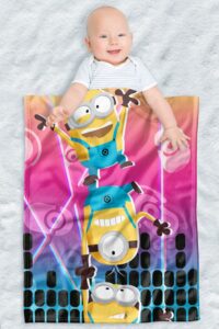 logovision minions lightweight baby blanket, 30"x40", minions cmyk rave unisex for infants girls & boys