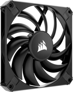 corsair af120 slim, 120mm pwm fluid dynamic bearing fan (thin profile for small-form-factor cases, low-noise, up to 2000 rpm, zero rpm mode support, universal 120x15mm sizing) single pack, black