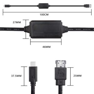 XMSJSIY USB-C Type-C to eSATA Adapter Cable 5Gbps USB C to Power eSATA Converter Cable 5V for HDD/SSD/ODD Laptop PC - 3 ft/1M