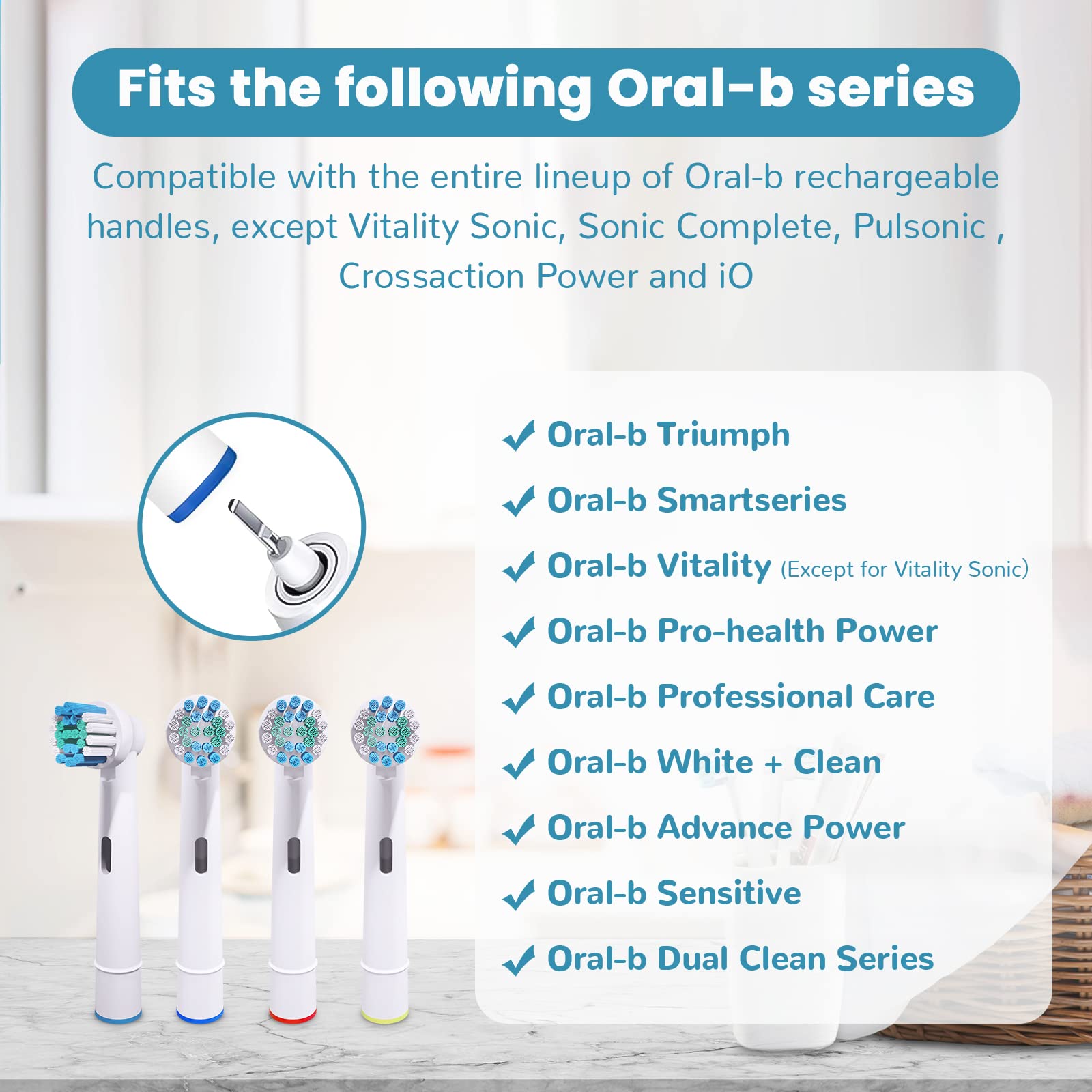 GENKENT 16 Pcs Replacement Toothbrush Heads Compatible with Oral B Braun, Electric Toothbrush Brush Heads Refills for Oral-B Action Pro 500/750/1000/1500/3000/3757/5000/7000/7500/8000