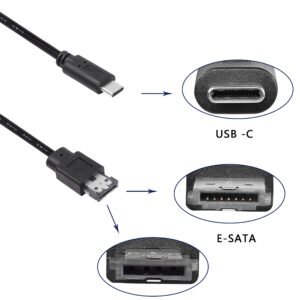 XMSJSIY USB-C Type-C to eSATA Adapter Cable 5Gbps USB C to Power eSATA Converter Cable 5V for HDD/SSD/ODD Laptop PC - 3 ft/1M