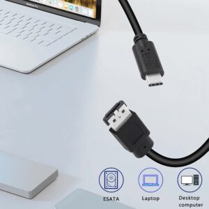 XMSJSIY USB-C Type-C to eSATA Adapter Cable 5Gbps USB C to Power eSATA Converter Cable 5V for HDD/SSD/ODD Laptop PC - 3 ft/1M