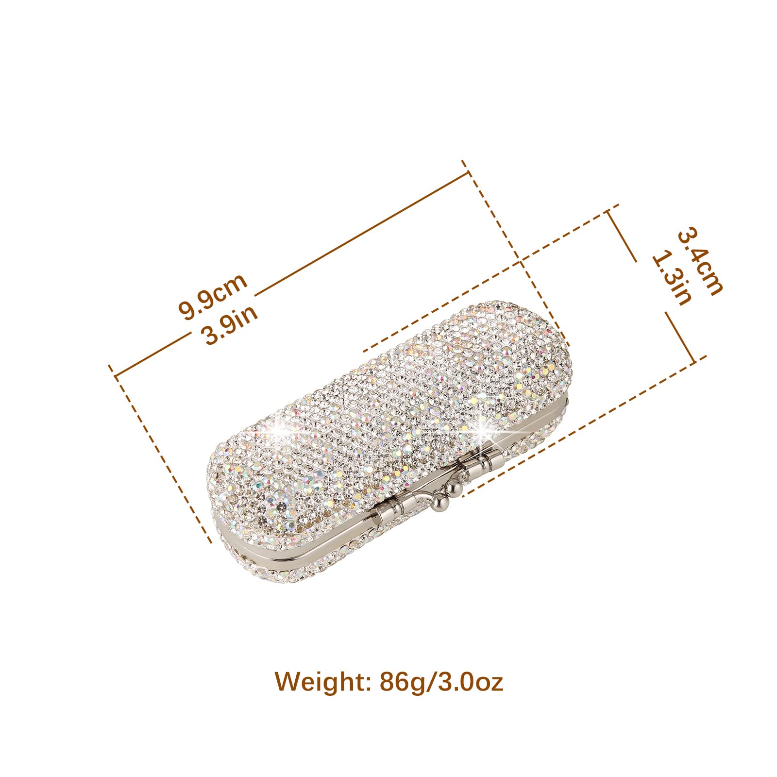 AsAlways Shiny Rhinestone Crystal Portable Lipstick Case with Mirror Portable Bling Diamonds Makeup Cosmetic Storage Holder for Travel Ladies Fashion(Silver)