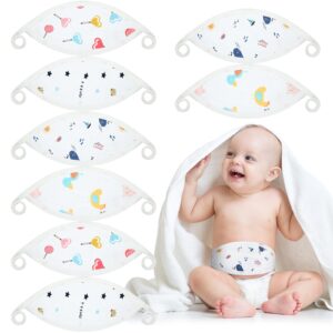 8 pcs newborn infant belly wrap comfort cotton umbilical cord cover band cartoon soft baby belly band newborn navel belt for protection abdomen baby boy girl gifts 0-12 months, 4 styles (cute)