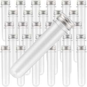 sheutsan 60 pack 40ml clear plastic test tubes, 23 x 140mm clear candy tubes with screw caps, sample test tubes containers for gumball candy storage, bath salt, party favors