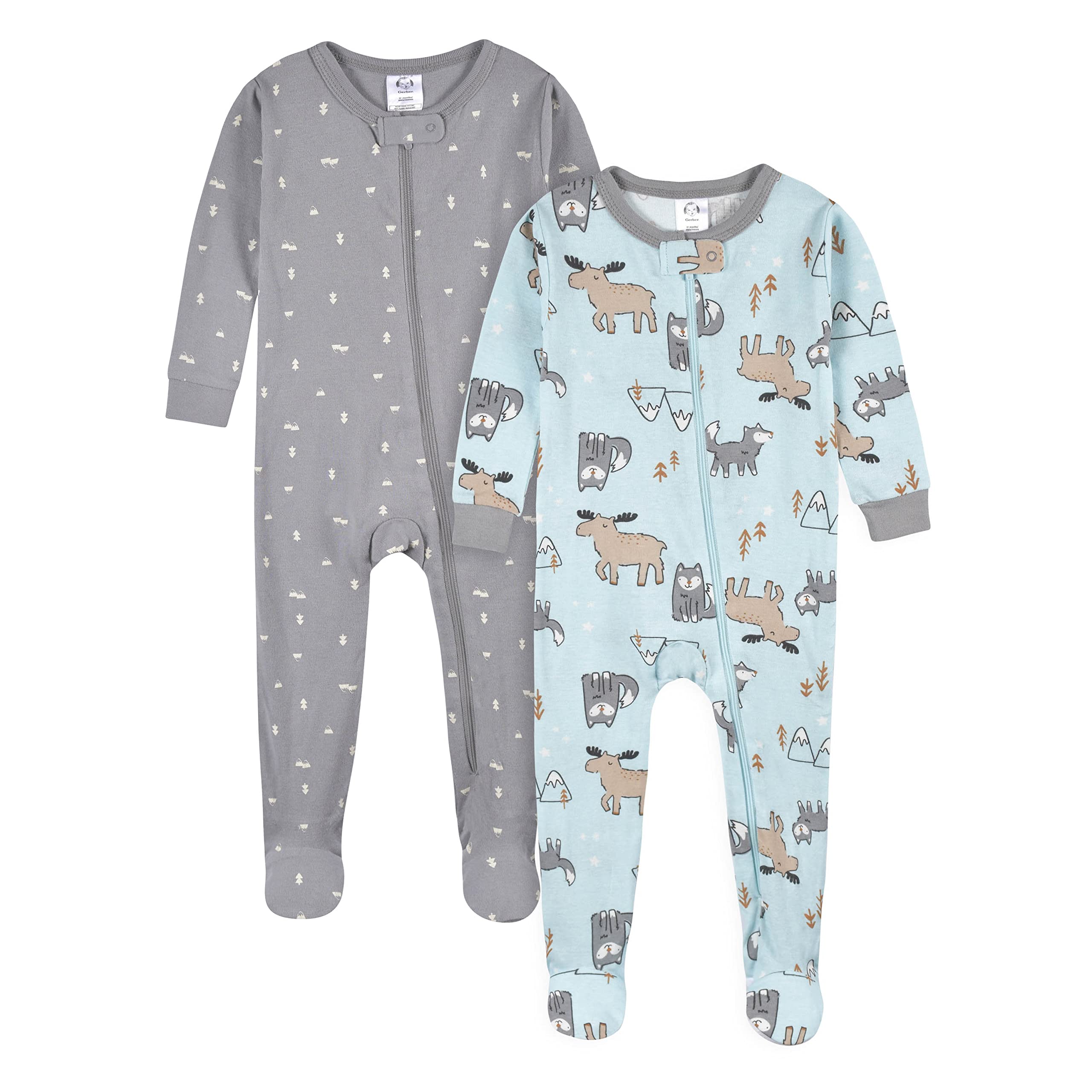 Gerber Baby Boys' 4-Pack Footed Pajamas, Dino and Arctic Animals, 6 Months