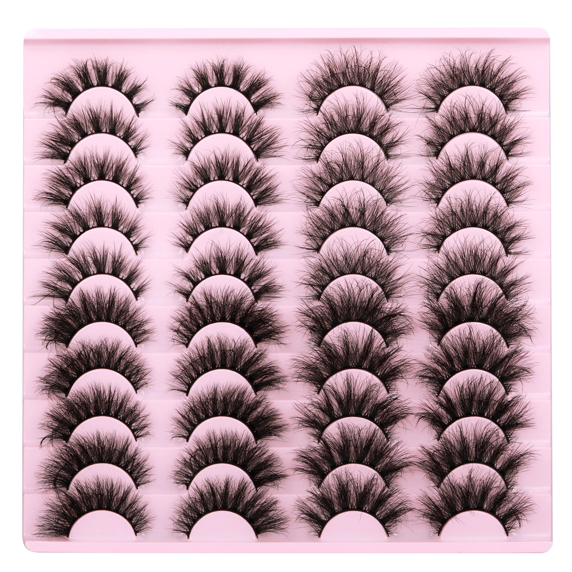 20 Pairs Fake Eyelashes Fluffy Volume Mink Lashes Wispy 20MM Long Dramatic False Eyelashes 4 Styles Reusable Handmade Soft Faux Mink Eye Lashes Pack by GVEFETIEE