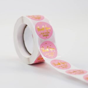 500pcs Thank You Sticker Envelope Seal Scrapbook Sticker Pink Heart Cute Round Sticker Stationery Label Stickers