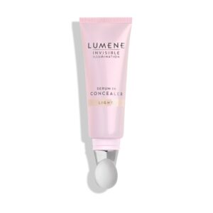 lumene invisible illumination serum in concealer - vitamin e hydrating concealer - lightweight color corrector for dark circles - multi-use makeup hybrid - light (10ml)