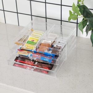 Cq acrylic 2 Pack Clear Acrylic Drawer Organizer Countertop,Stackable 7 Drawers Makeup Storage,Cute cube Make up Organizer for dresser Hair Clip,Beauty Product Desk and Bathroom Organizers and Storage