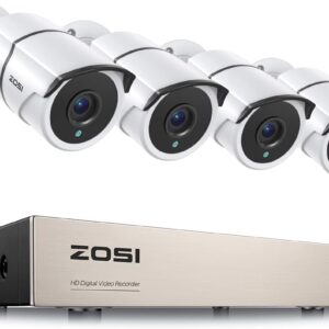 ZOSI 5MP Lite Home Security Camera System,H.265+ 8Channel CCTV DVR and 4PCS 1920TVL 1080p Weatherproof Outdoor Indoor Surveillance Cameras,120ft Night Vision,Remote Access,No Hard Drive