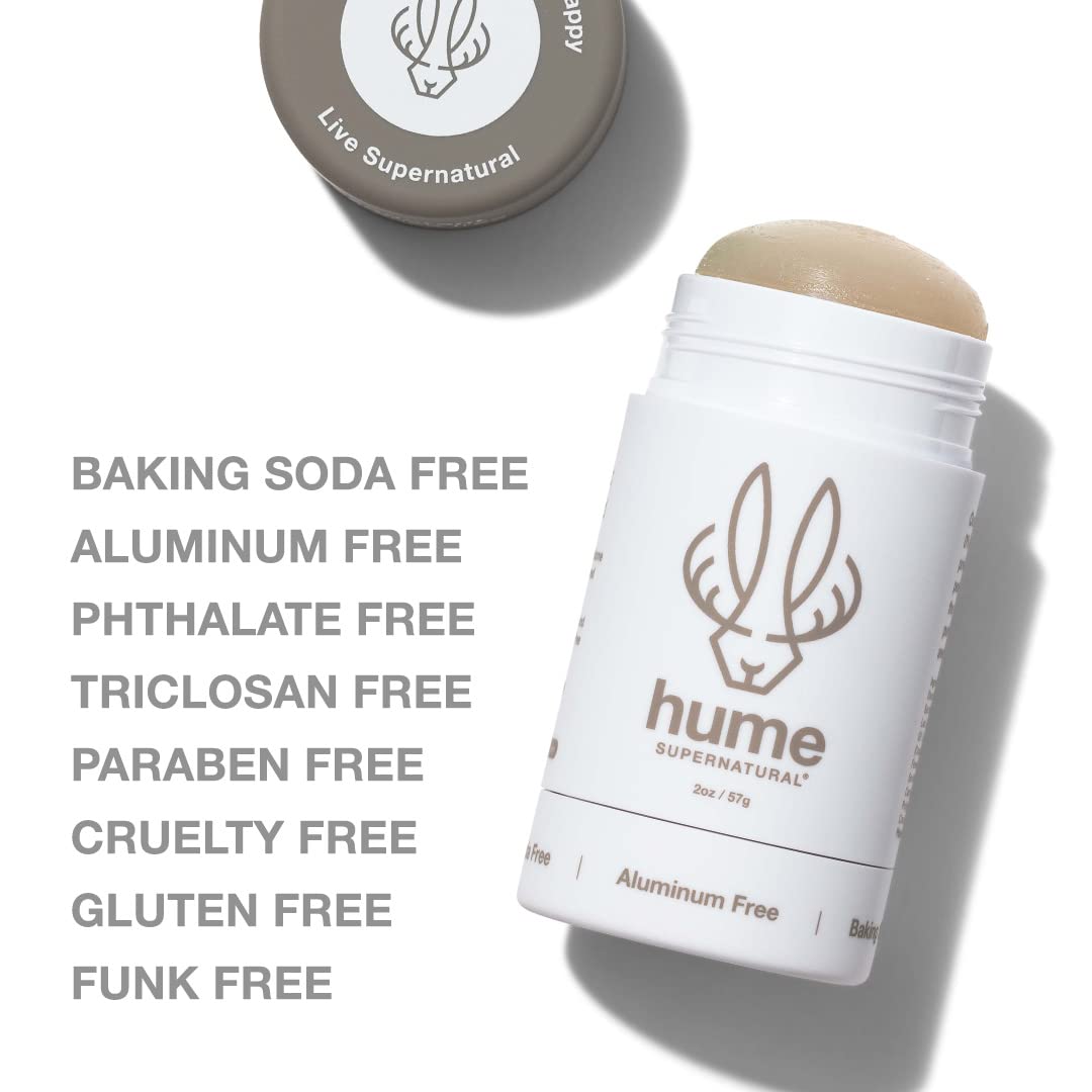 Hume Supernatural Aluminum Free Deodorant for Women & Men - Safe for Sensitive Skin - Probiotic, and Plant-Based - Long-Lasting Moisture Absorbing - Clean and Effective, Fragrance Free - 1-Pack