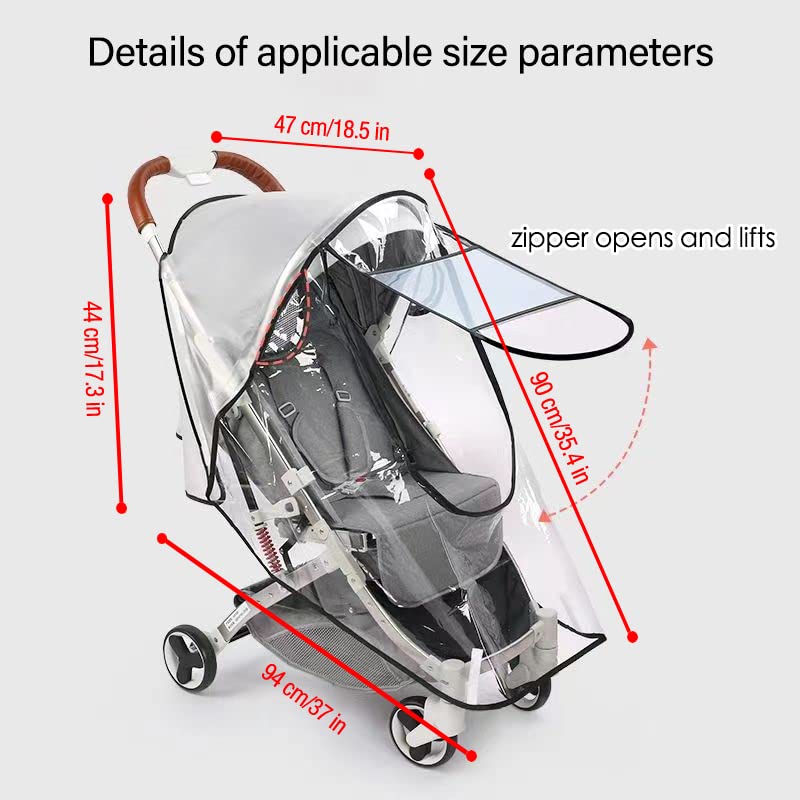 Stroller Rain Cover Universal Stroller Cart Umbrella Rain Cove Accessory, for Babies Winter Windproof Waterproof Dustproof and Snowproof