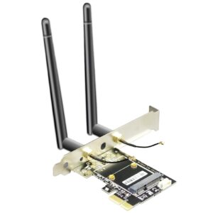 glotrends wa02 mini pcie to pcie x1 wifi bluetooth adapter for mini pcie wifi 4/5/6/6e module/coral tpu module, with 3.5-dbi sma antenna kits