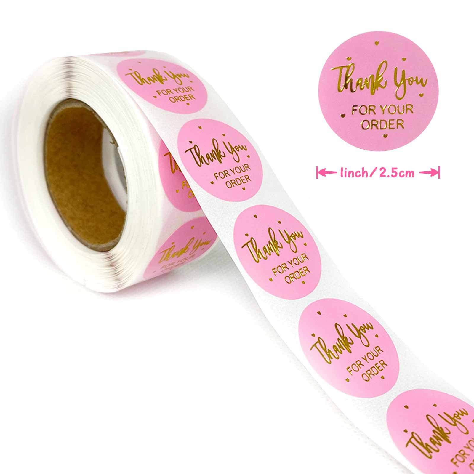 500pcs Thank You Sticker Envelope Seal Scrapbook Sticker Pink Heart Cute Round Sticker Stationery Label Stickers