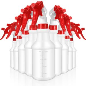 10 pack spray bottles 16 oz empty water spray bottles for cleaning solutions heavy duty refillable squirt bottle with measurements and adjustable nozzle for household commercial industrial (red)