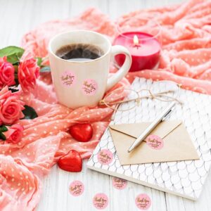 500pcs Thank You Sticker Envelope Seal Scrapbook Sticker Pink Heart Cute Round Sticker Stationery Label Stickers