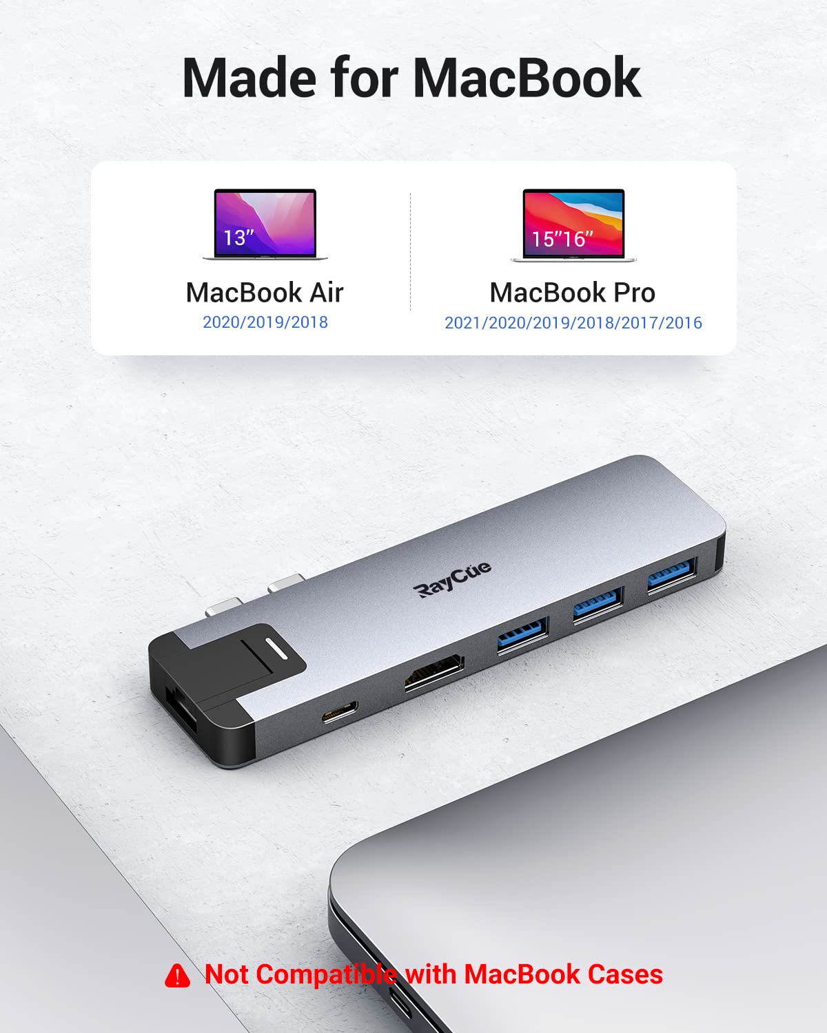 USB C Adapter for MacBook Pro, 6 in 2 USB C Hub 4K HDMI Adapter, MacBook Pro USB Adapter for MacBook Pro/Air 2020-2018 with Thunderbolt 3 Multi-Function Port, HDMI, Gigabit Ethernet, 3*USB 3.0