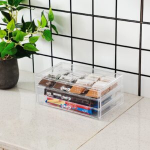 Cq acrylic 2 Pack Clear Acrylic Drawer Organizer Countertop,Stackable 7 Drawers Makeup Storage,Cute cube Make up Organizer for dresser Hair Clip,Beauty Product Desk and Bathroom Organizers and Storage