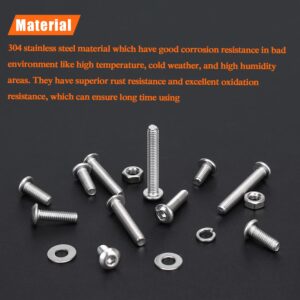 HELIFOUNER 560 Pieces M3 x 4mm /6mm /8mm /10mm /12mm /16mm /20mm, Button Head Socket Cap Screws Bolts Washers Nuts Kit, 304 Stainless Steel