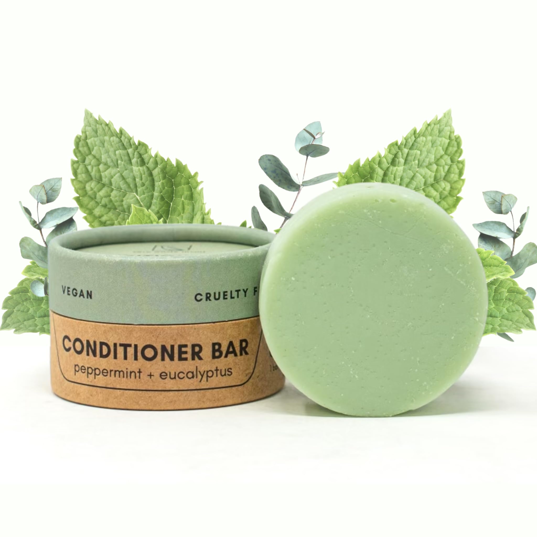 Zero Waste MVMT Conditioner Bar | Peppermint + Eucalyptus | Eco-friendly Conditioner with Travel Container | Natural Salon Quality Conditioner, Zero Waste & Plastic Free